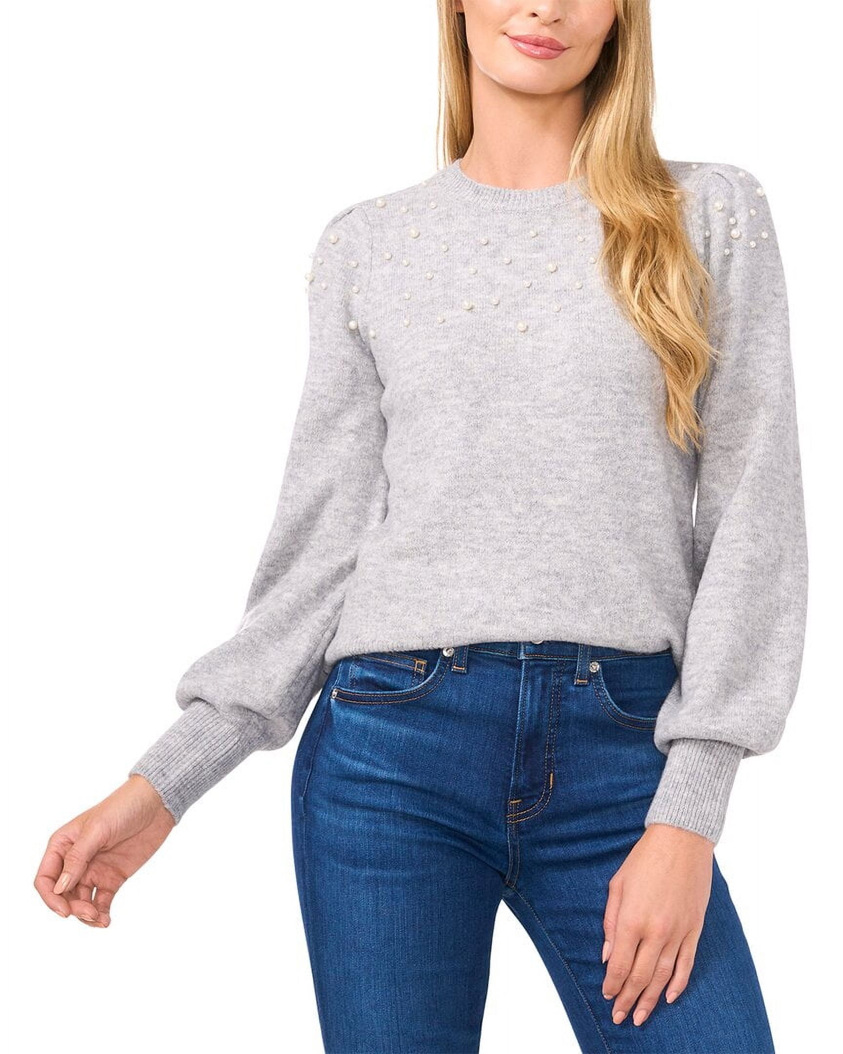 CeCe womens Scattered Pearl Sweater, l, Grey - Walmart.com