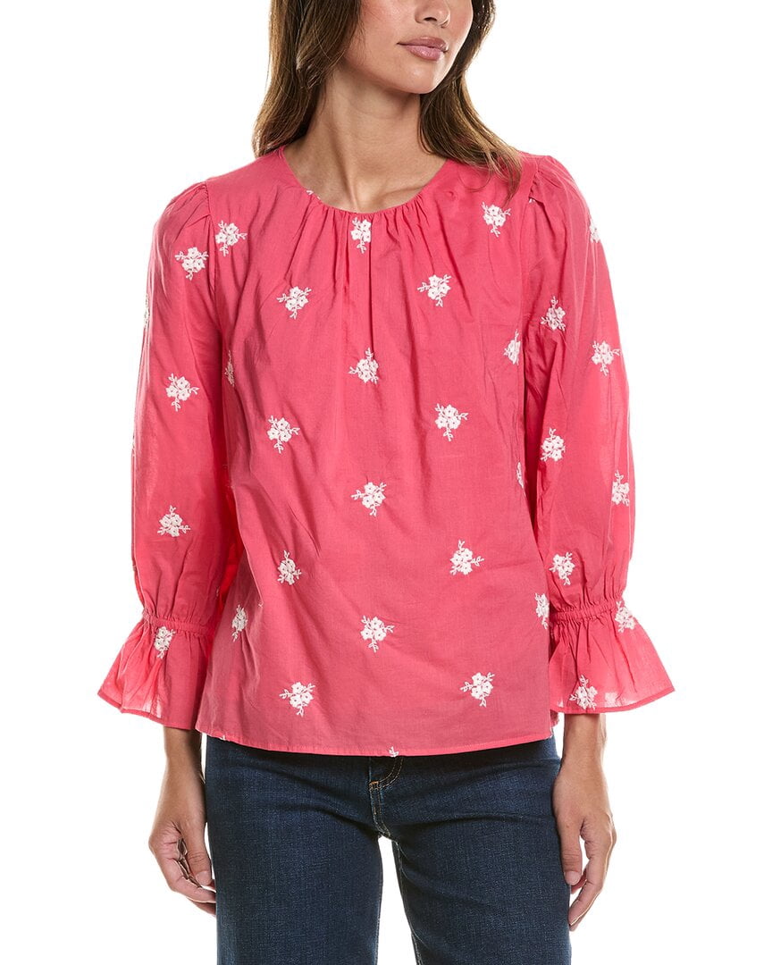 CeCe womens Shirred Neck Ruffle Sleeve Top, l, Red - Walmart.com