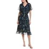 CeCe womens Smock Tiered Midi Dress, s, Navy - Walmart.com
