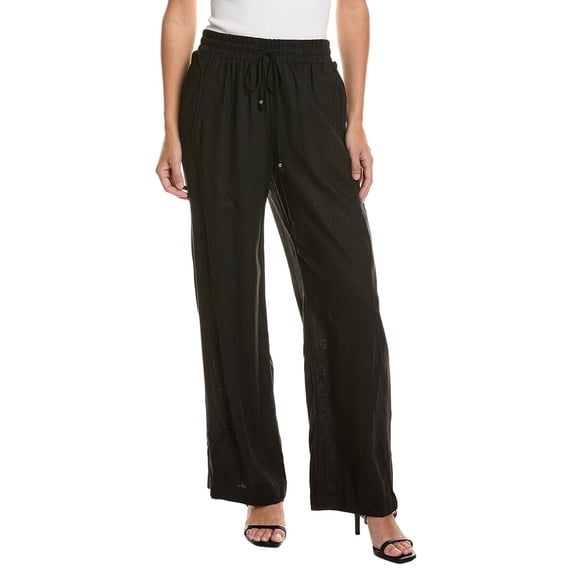 CeCe womens Wavy Tapered Linen-Blend Pant, XL, Black - Walmart.com