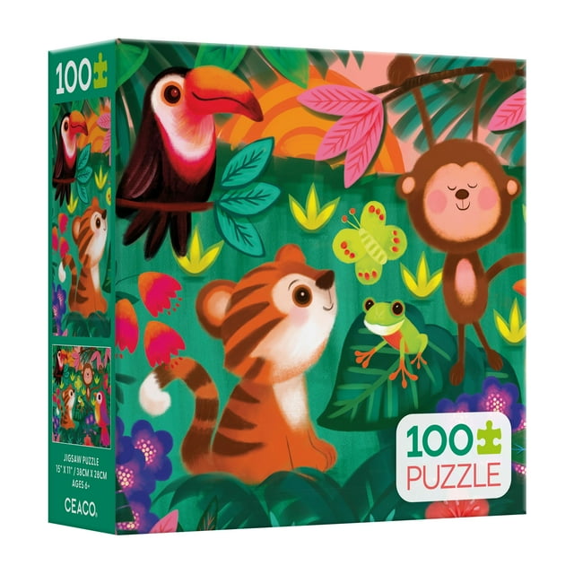 Ceaco 100 Piece Jungle Friends (Catherine Worsley) Interlocking Jigsaw Puzzle - Walmart.com