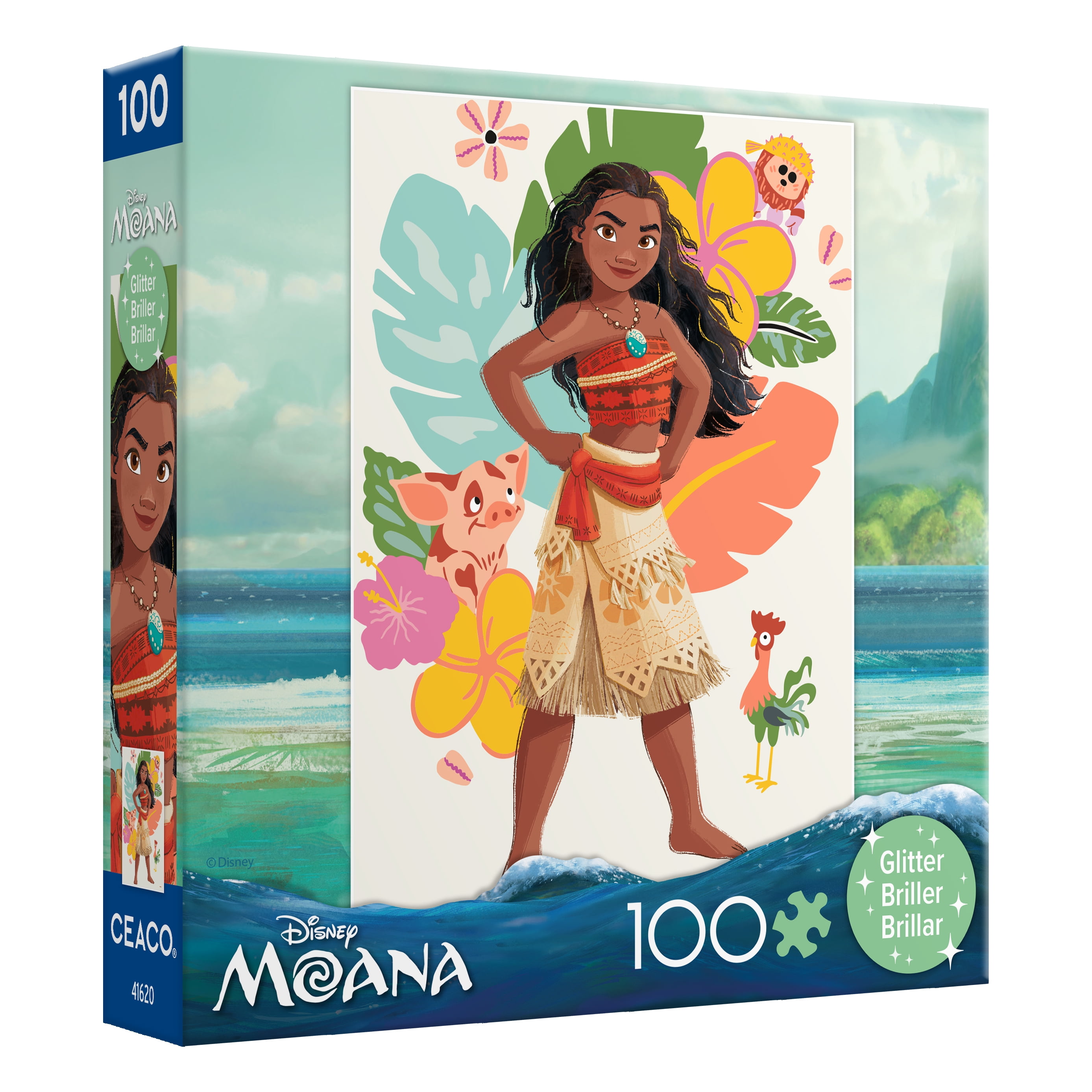 Ceaco 100 Piece Moana Glitter Interlocking Jigsaw Puzzle - Walmart.com