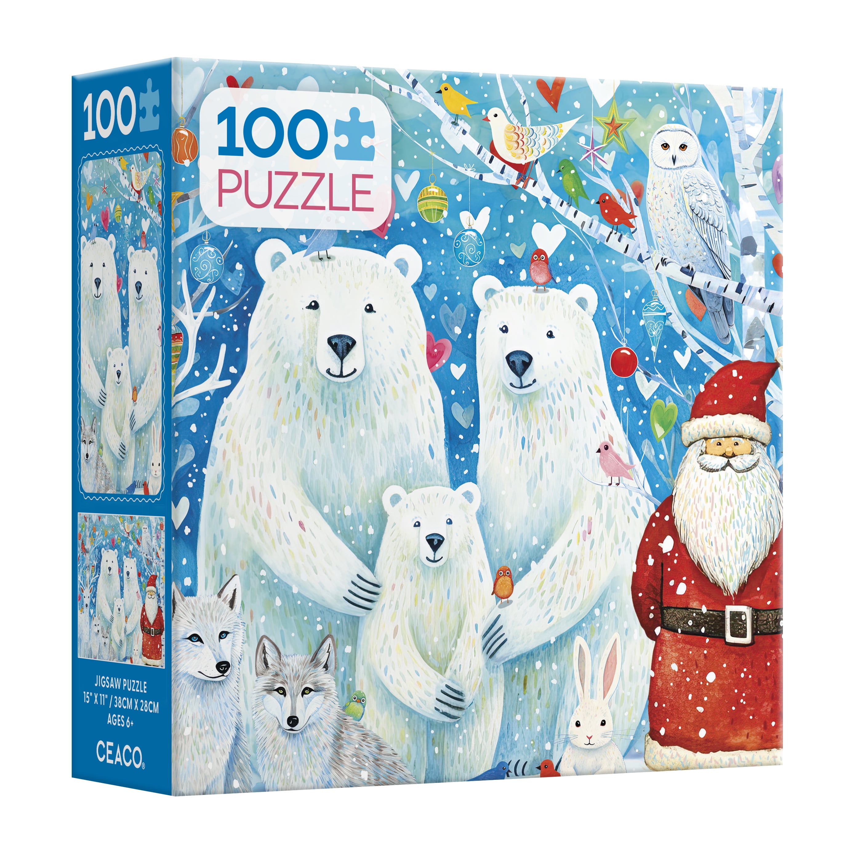 Ceaco 100 Piece Polar Portrait Jigsaw Puzzle - Santa with Polar Bears ...
