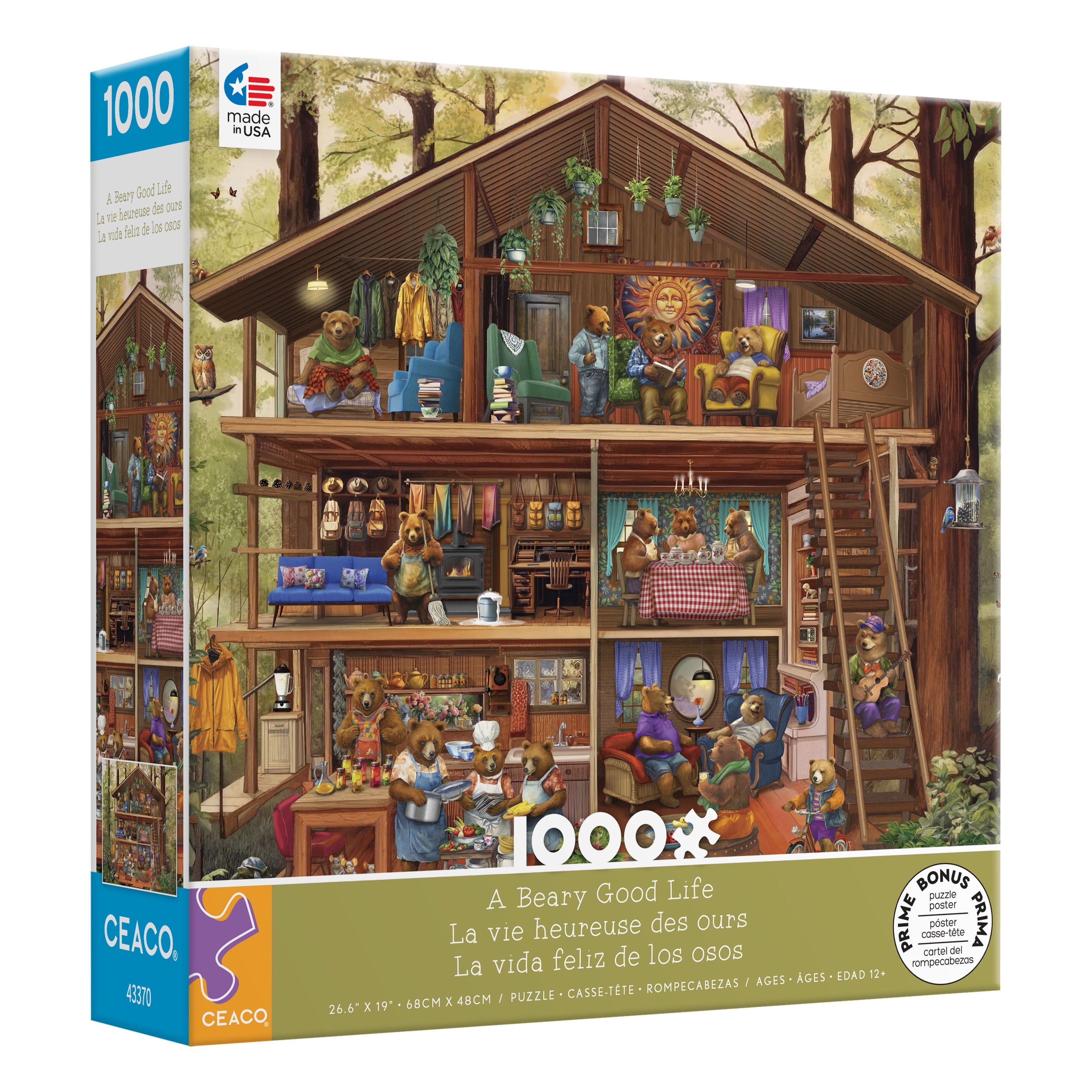 Ceaco 1000 Piece A Beary Good Life (Chris Bigelow) Interlocking Jigsaw ...