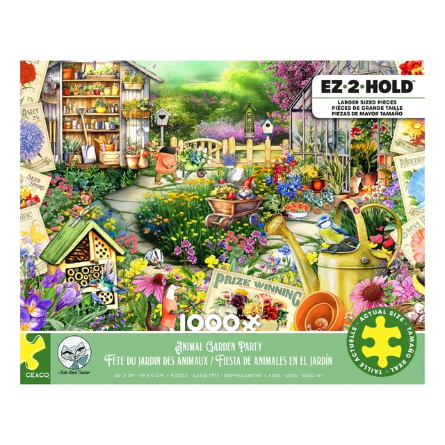 Ceaco 1000 Piece Animal Garden Party (Kate Ward Thacker) Interlocking ...