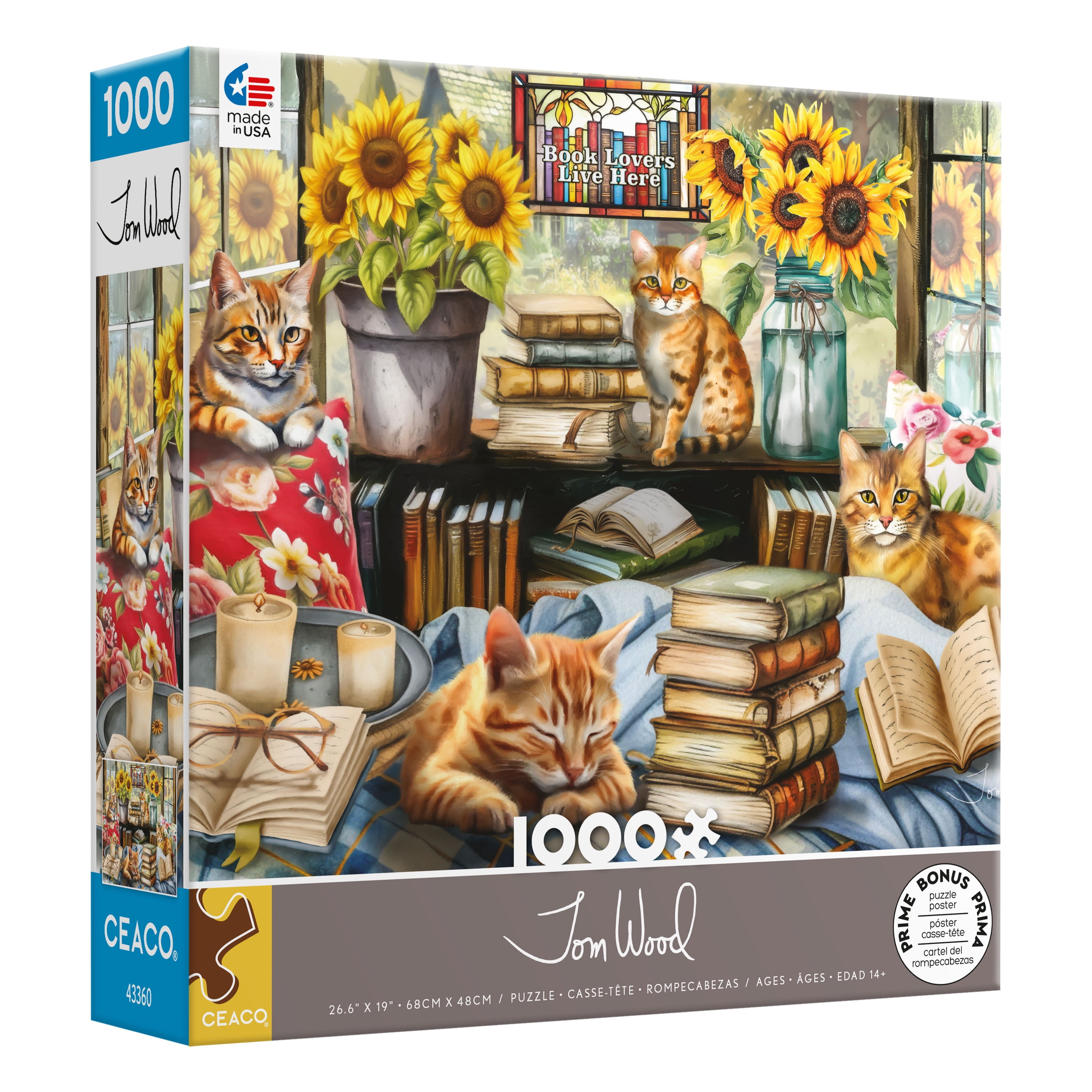 Ceaco 1000 Piece Book Lovers Live Here (Tom Wood) Interlocking Jigsaw ...