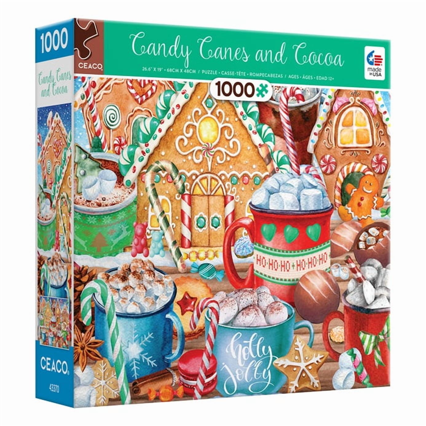 Ceaco 1000-Piece Classic Christmas Candy Canes and Cocoa Interlocking ...