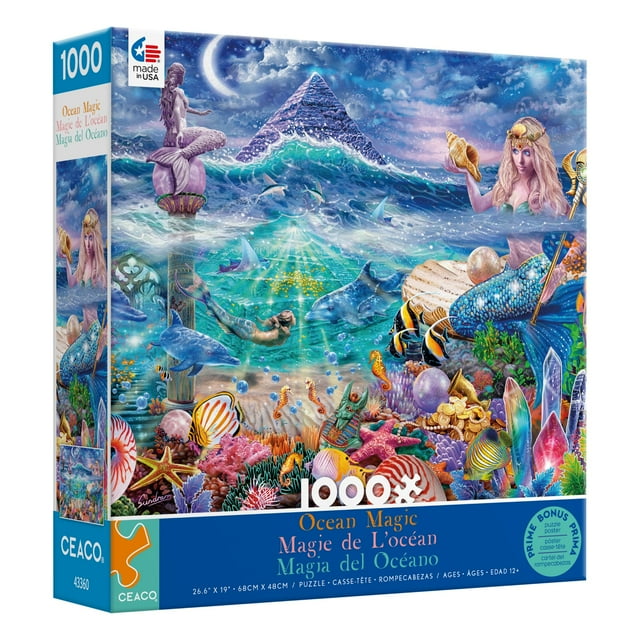 Ceaco 1000-Piece Ocean Magic Mermaid Sanctuary Interlocking Jigsaw ...