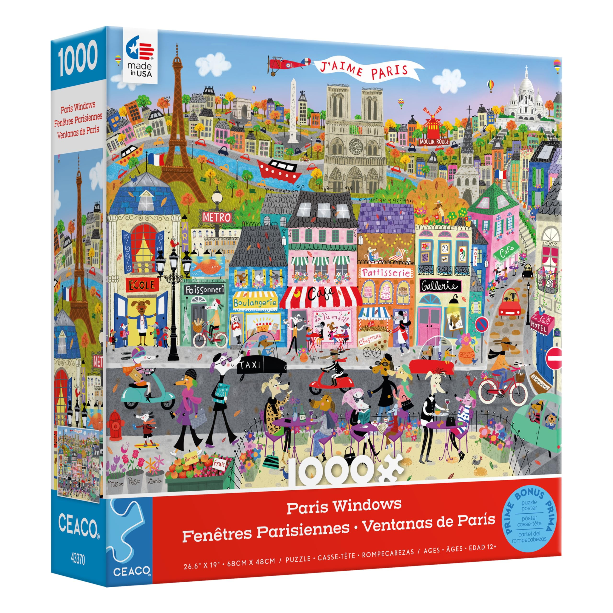 Ceaco 1000 Piece Paris Windows (Amanda Haley) Interlocking Jigsaw ...