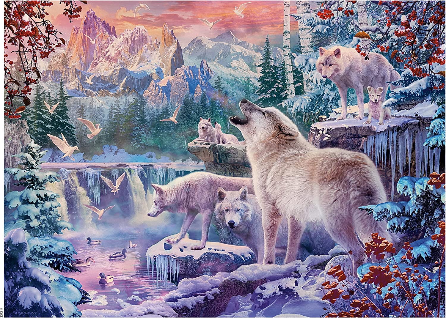 Ceaco 1000-Piece Wolves White Wolves Interlocking Jigsaw Puzzle ...