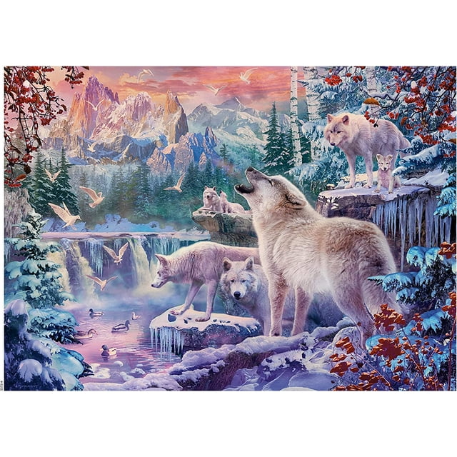 Ceaco 1000-Piece Wolves White Wolves Interlocking Jigsaw Puzzle ...