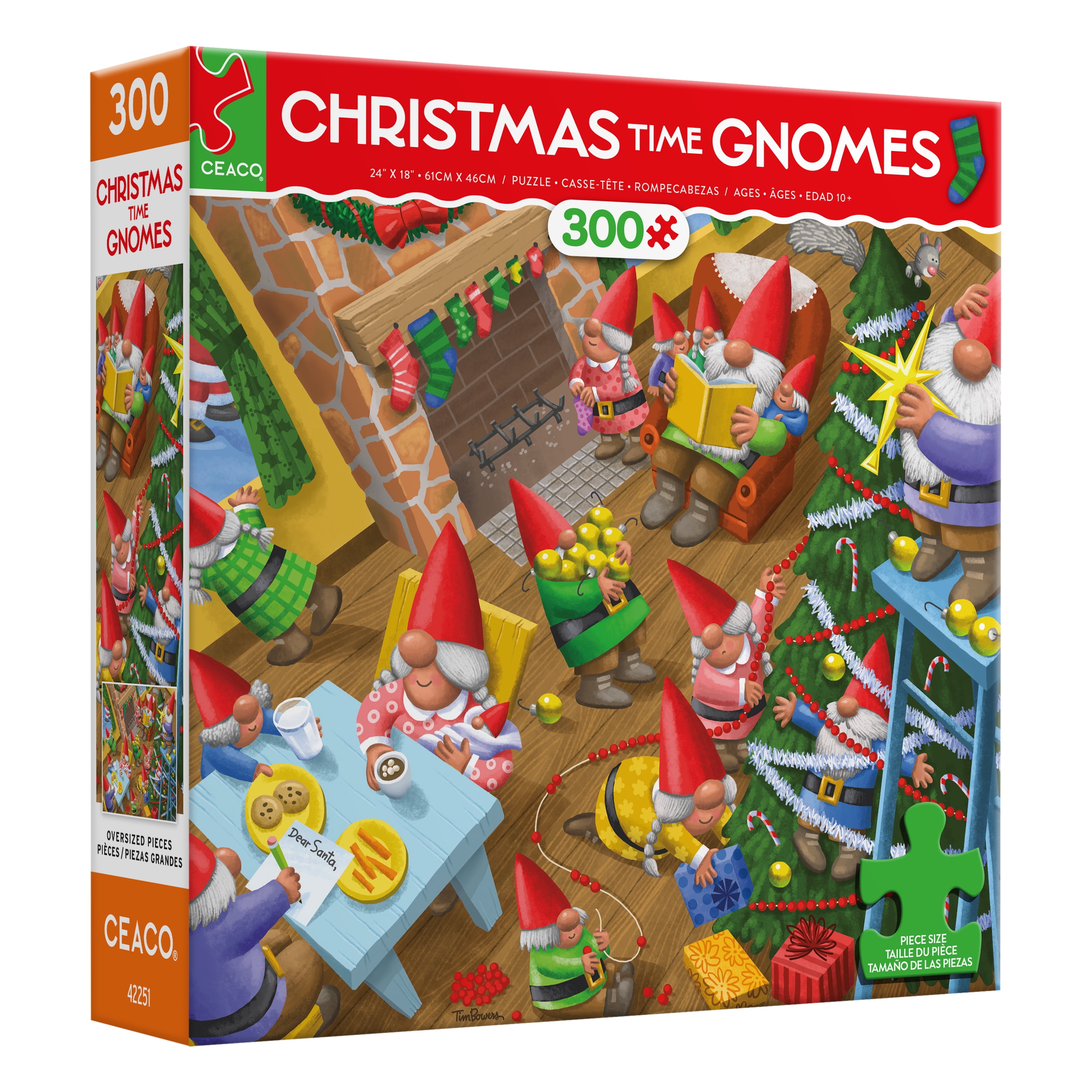 Ceaco 300-Piece Holiday Christmas Time Gnomes Interlocking Jigsaw ...
