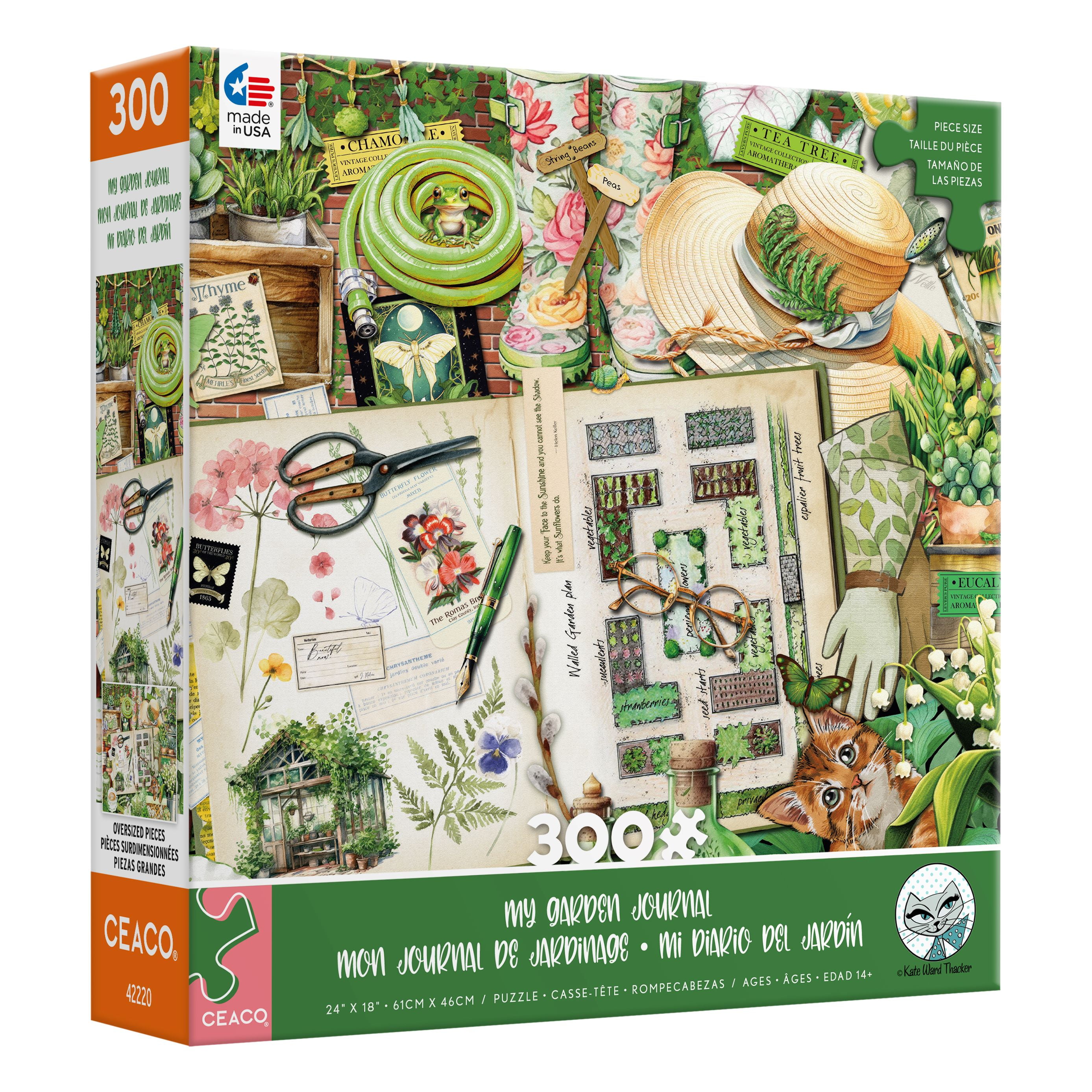 Ceaco 300 Piece My Garden Journal (Kate Ward Thacker) Interlocking ...