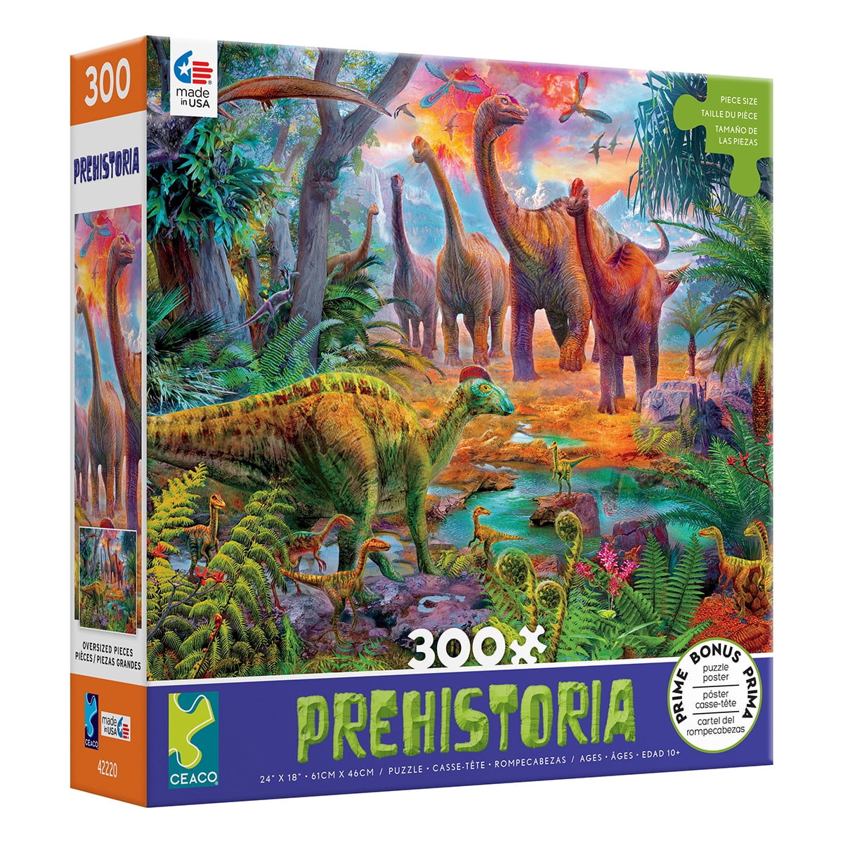 Ceaco 300-Piece Prehistoria Dino Jungle Interlocking Jigsaw Puzzle ...