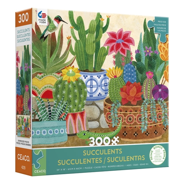 Ceaco 300-Piece Succulents Stephanie’s Succulents Interlocking Jigsaw ...