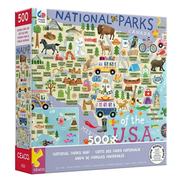 Ceaco 500 Piece National Parks Map Interlocking Jigsaw Puzzle - Walmart.com