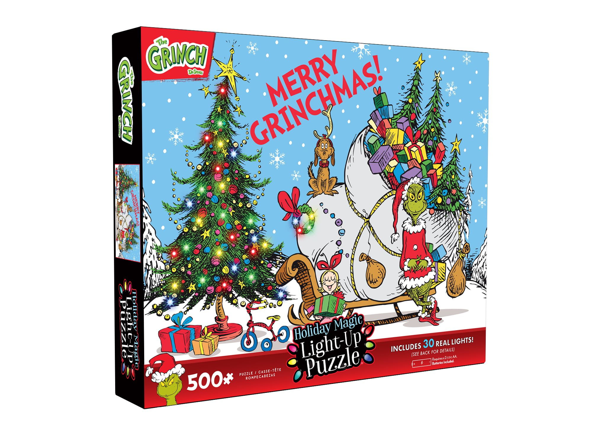Ceaco 500 Piece The Grinch Holiday Magic Light Up Interlocking Jigsaw ...