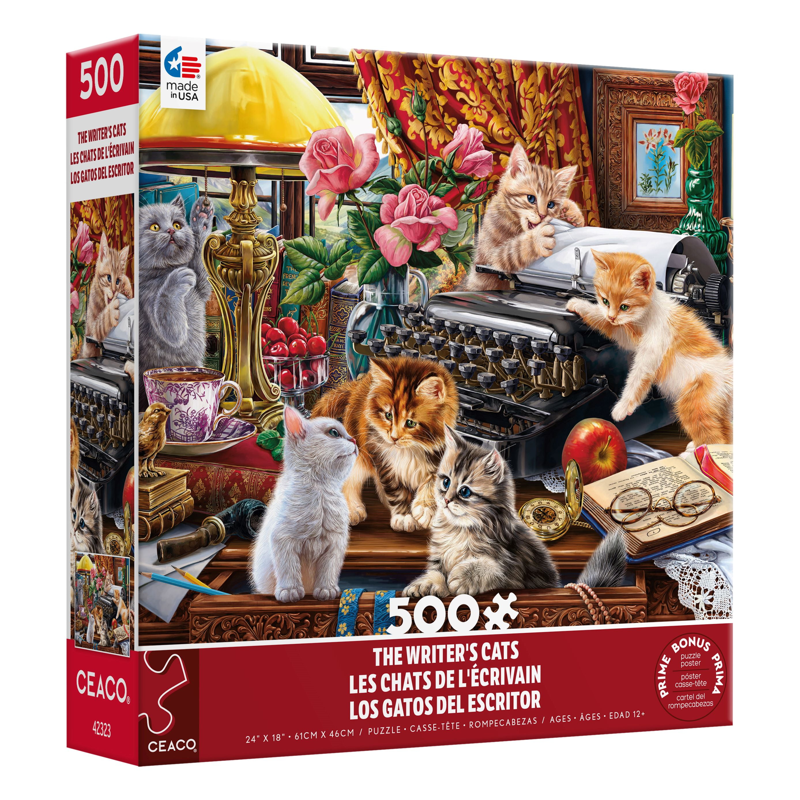 Ceaco 500 Piece The Writer's Cats Interlocking Jigsaw Puzzle - Walmart.com