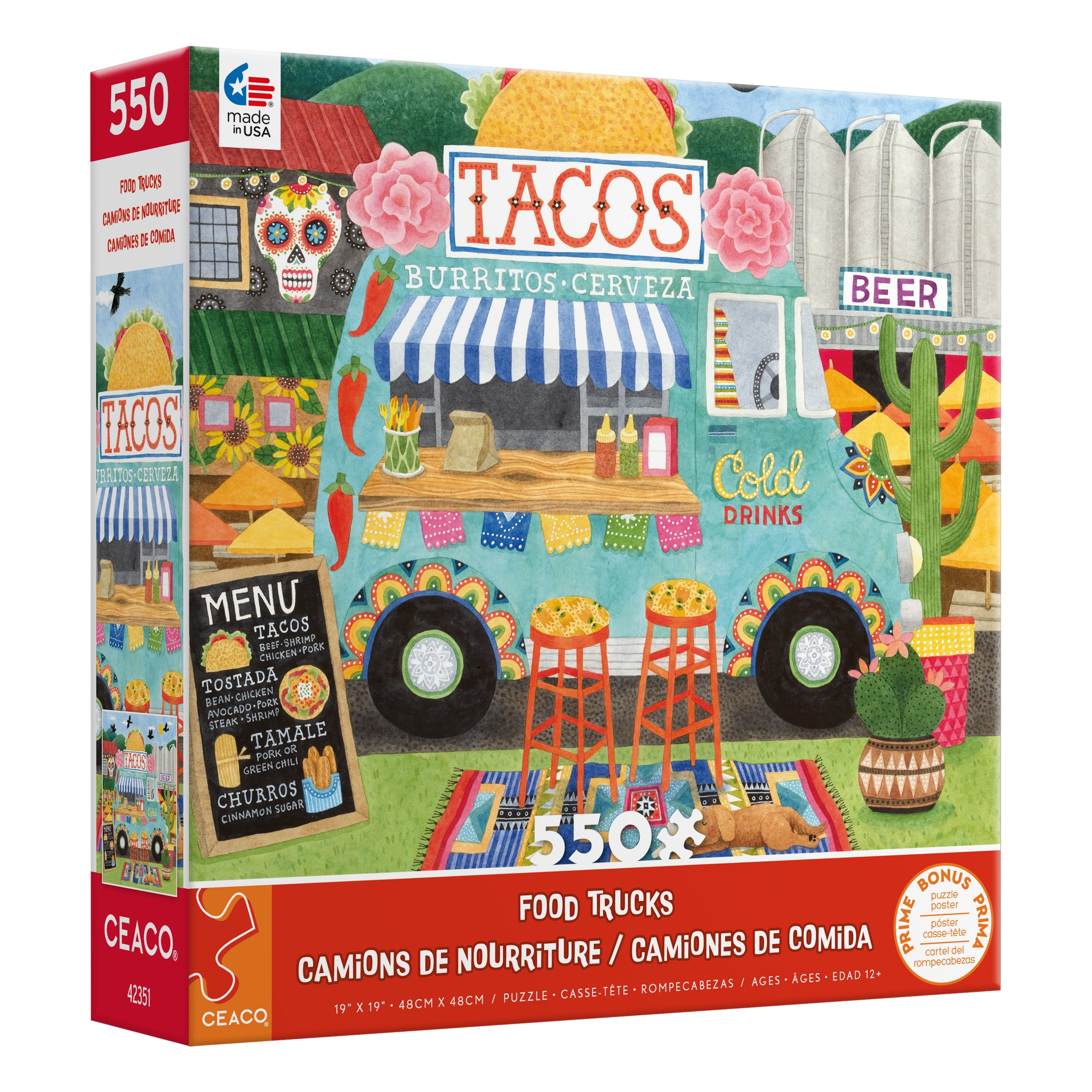 Ceaco 550-Piece Colorful Taco Truck Jigsaw Puzzle with Poster for ...