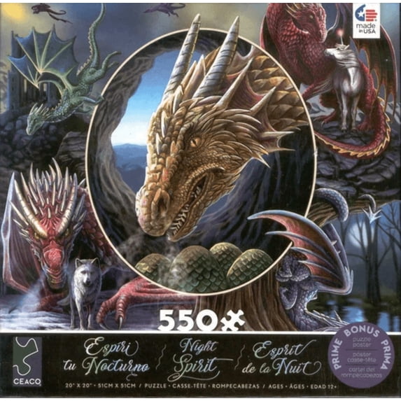 Ceaco Lisa Parker Night Spirit Dragon Montage 550-Piece Jigsaw Puzzle ...