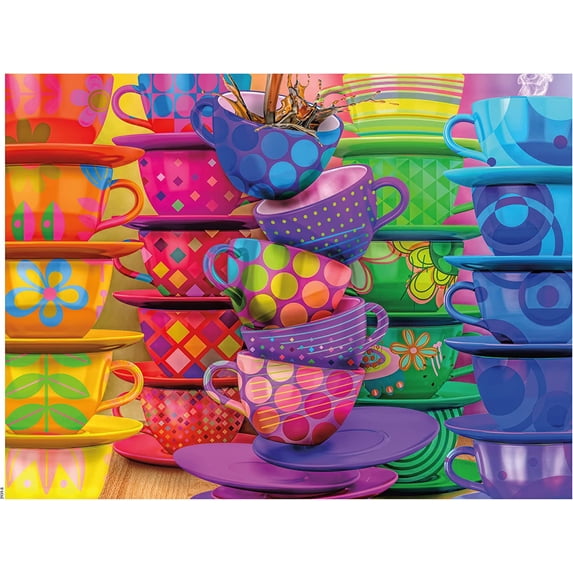 Ceaco 750-Piece Colorstory - Teacups Interlocking Jigsaw Puzzle ...
