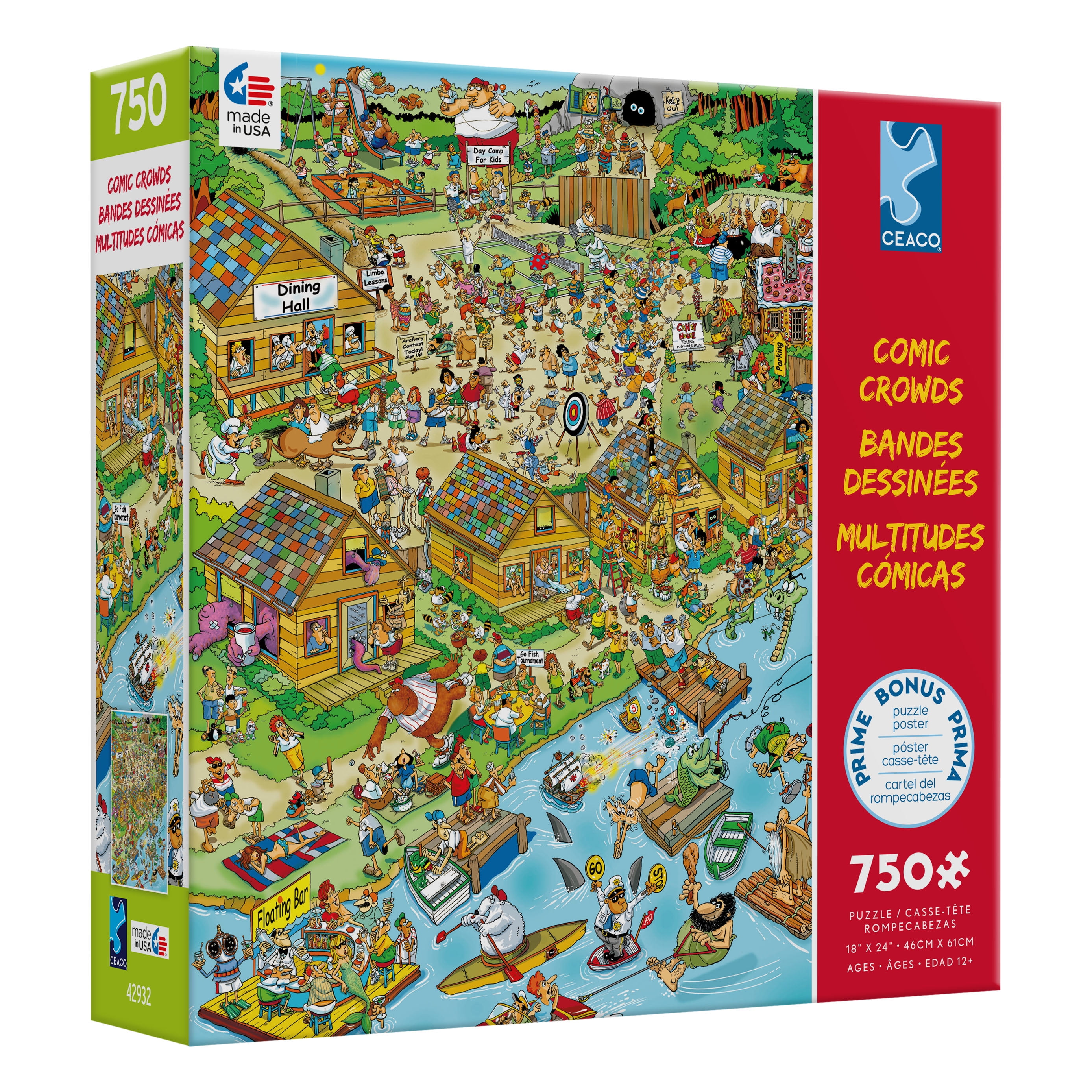 Ceaco 750-Piece Comic Crowds Campsite Interlocking Jigsaw Puzzle ...