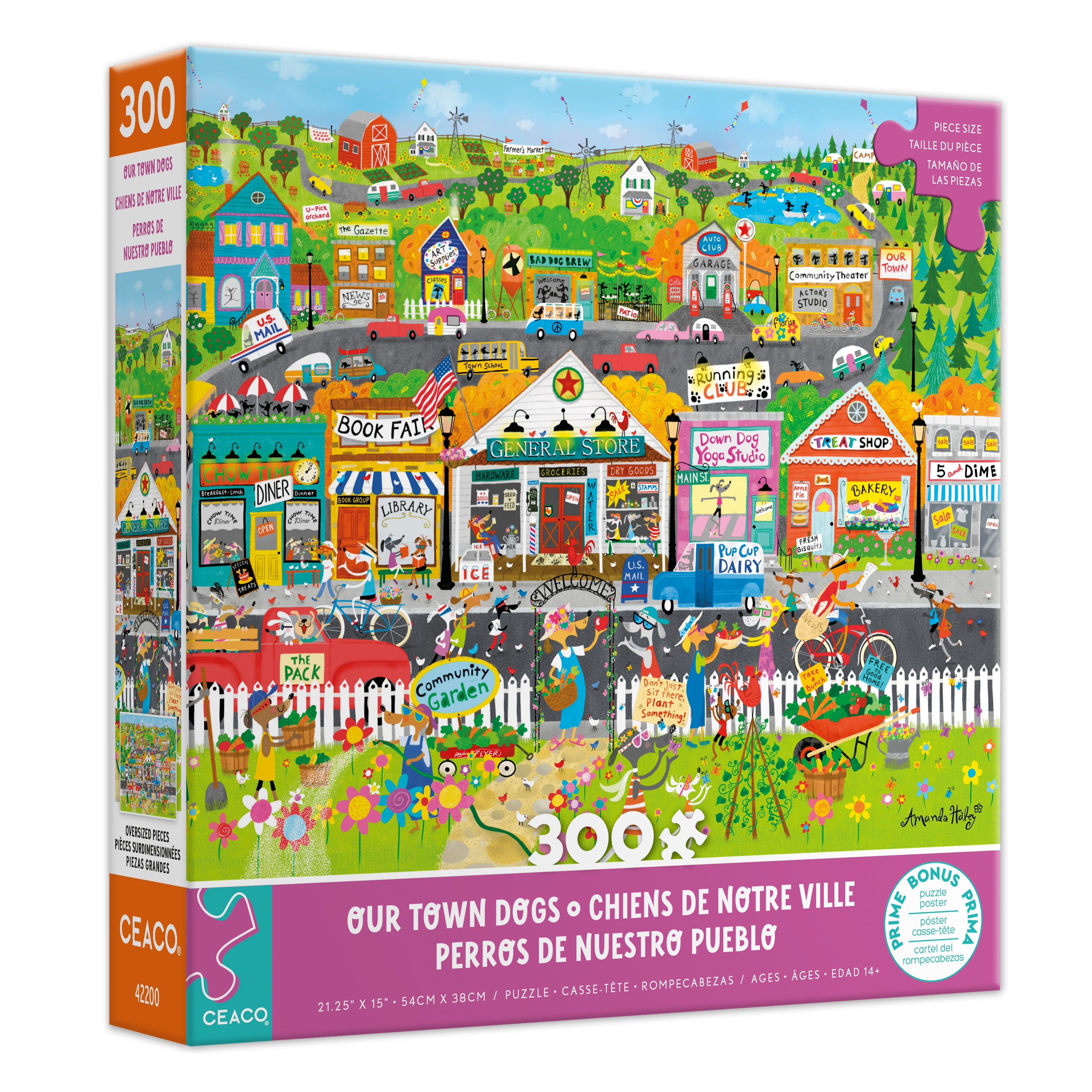 Ceaco Amanda Haley Our Town Dogs 300-PC Interlocking Jigsaw Puzzle for ...