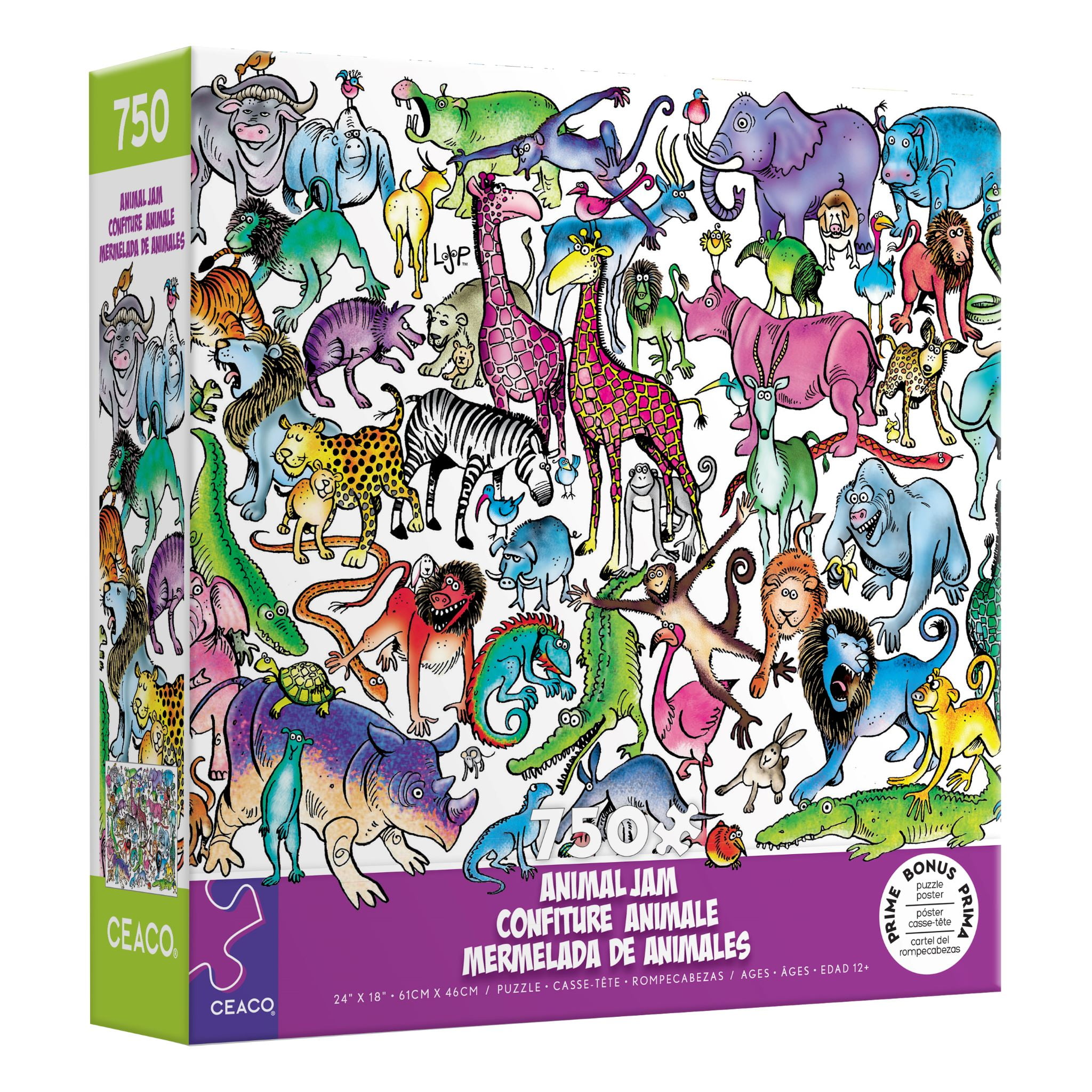Ceaco - Animal Jam - Zoo Time - 750 Piece Interlocking Jigsaw Puzzle ...