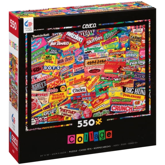 Ceaco Collage Puzzle 550 Pieces Candy Wrappers Logos for Adults and ...