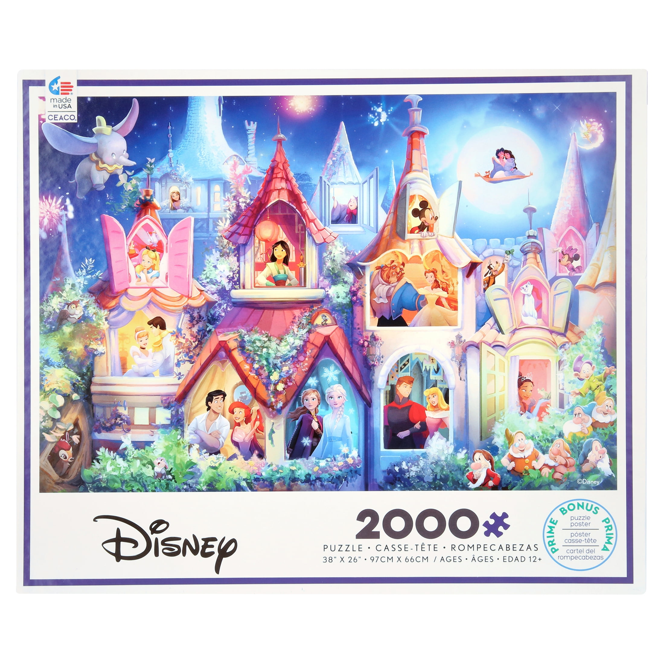 Ceaco 2000 Piece Disney Princess Castle Interlocking Jigsaw Puzzle ...