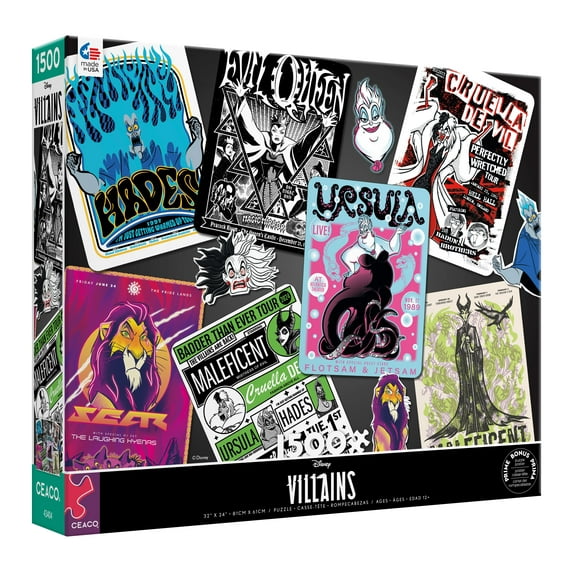 Ceaco Disney Villains Evergreen 1500 Piece Interlocking Jigsaw Puzzle ...