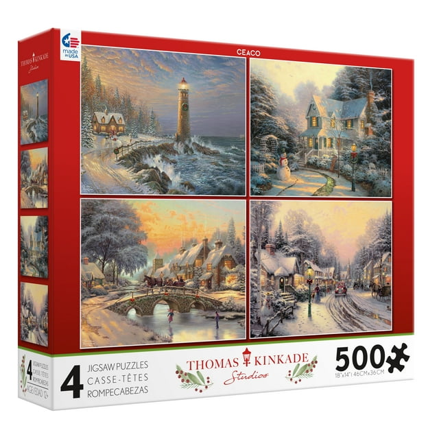 Ceaco Adults Set - Thomas Kinkade Christmas Holiday Multipack, Four 500 ...