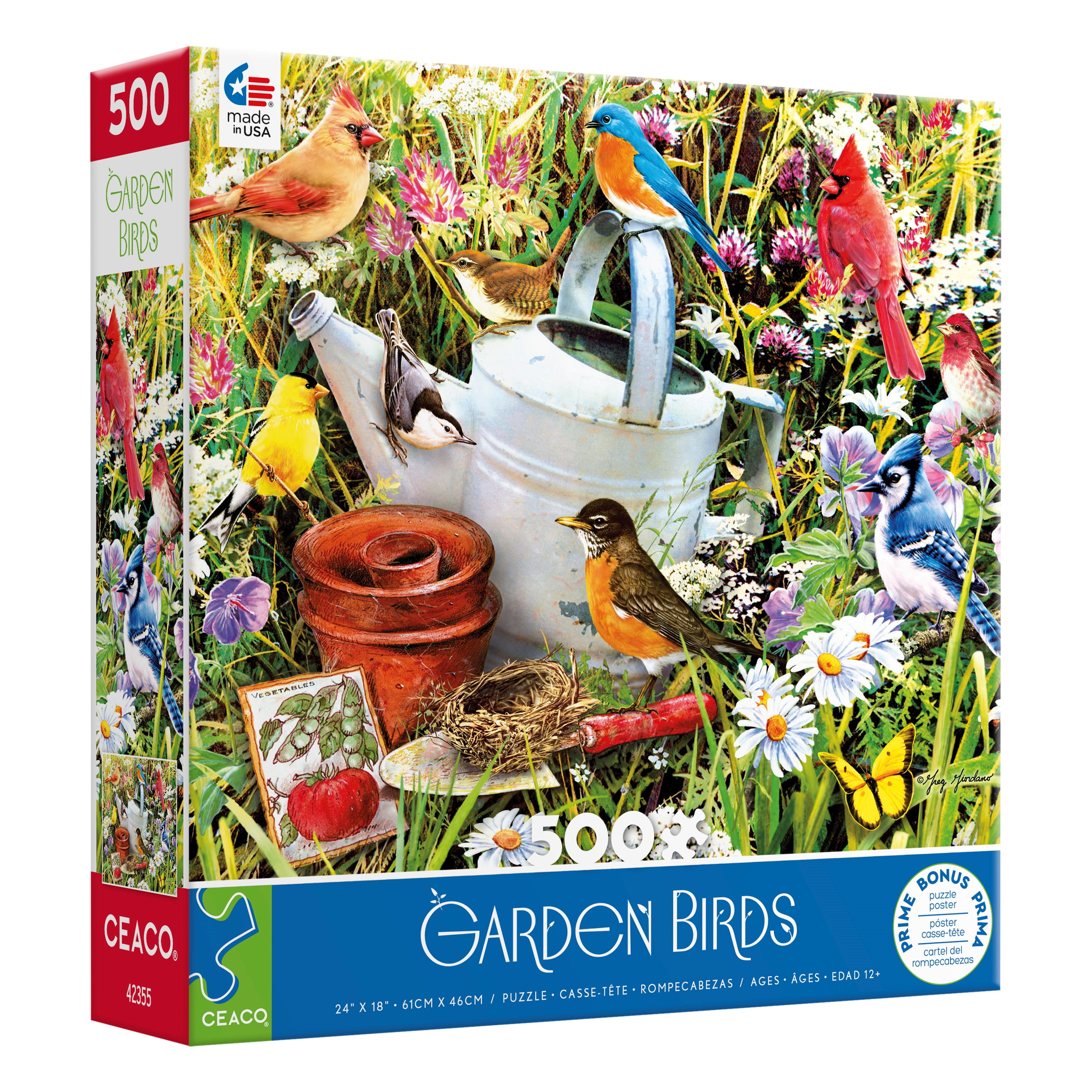 Ceaco Garden Birds (Greg Giordano) 500 Piece Interlocking Jigsaw Puzzle ...