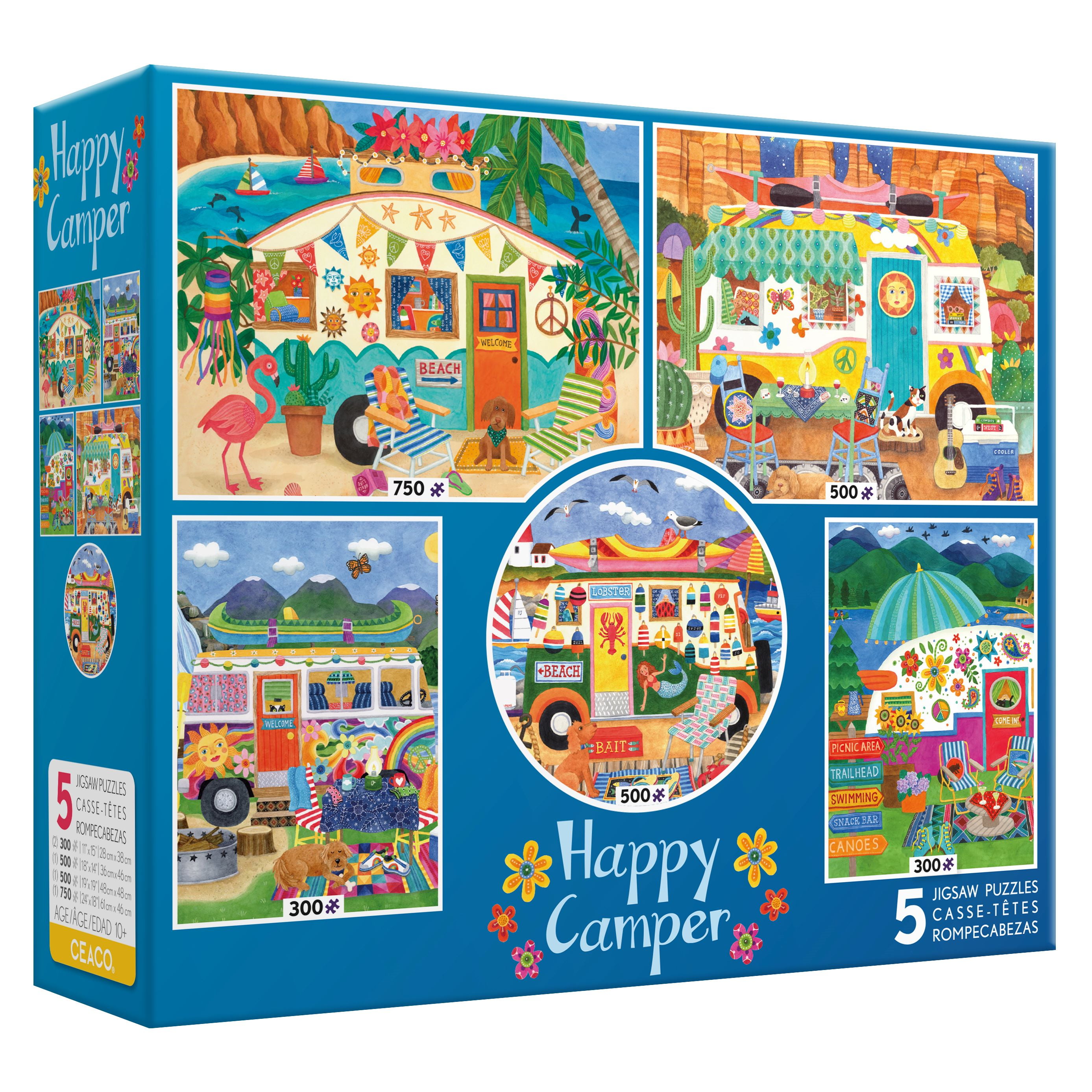 Ceaco Happy Camper 5 In 1 Multipack 300 Piece Interlocking Jigsaw ...