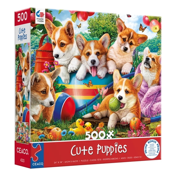 Ceaco Image World Cute Puppies 500 Piece Jigsaw Puzzle, Bonus Poster ...