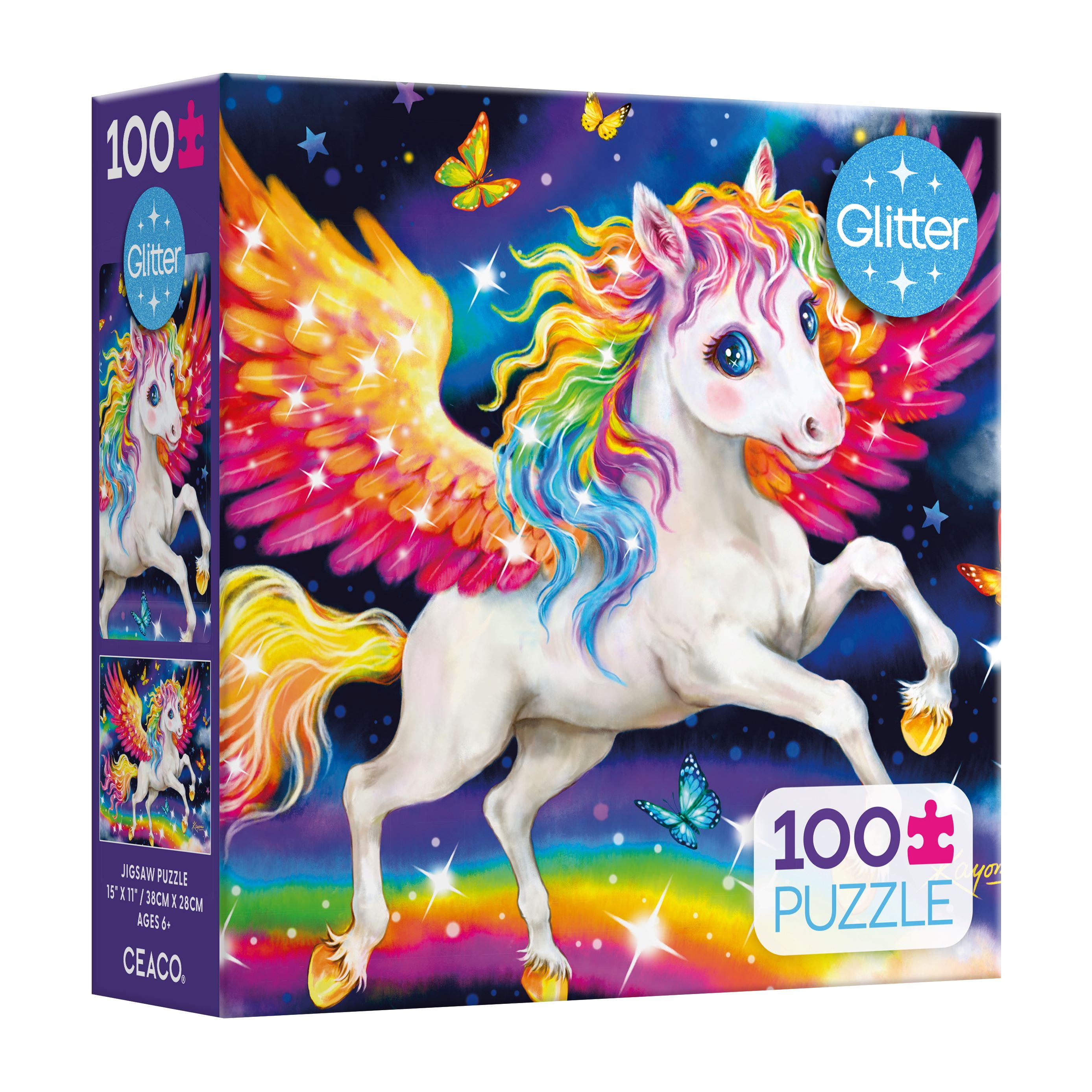 Ceaco Kids Deluxe 100 Piece Pegasus Rainbow Flight Kayomi Harai ...