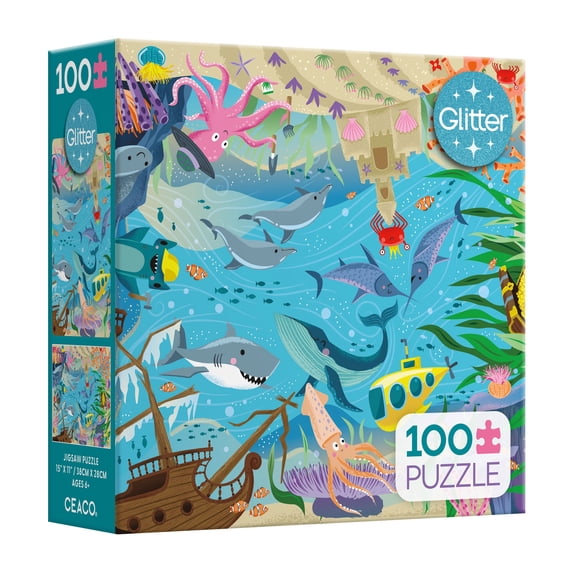 Ceaco Kids Deluxe 100 Piece Under the Deep Blue Sea Glitter (Arrolynn ...