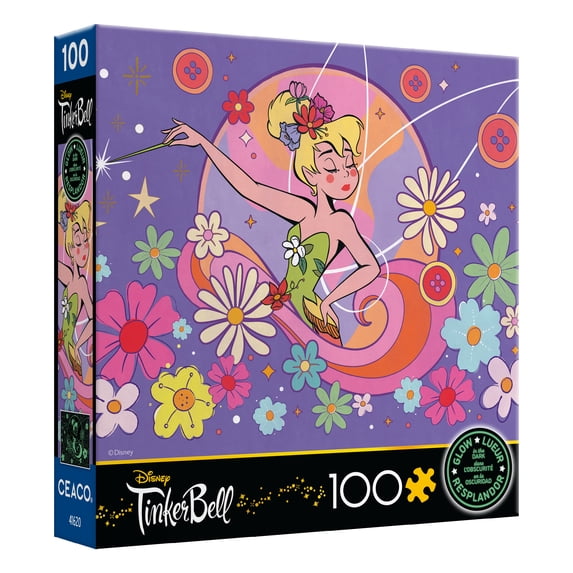 Ceaco Kids Entertainment Deluxe Tinkerbell Flower Magic Glow 100-Piece ...