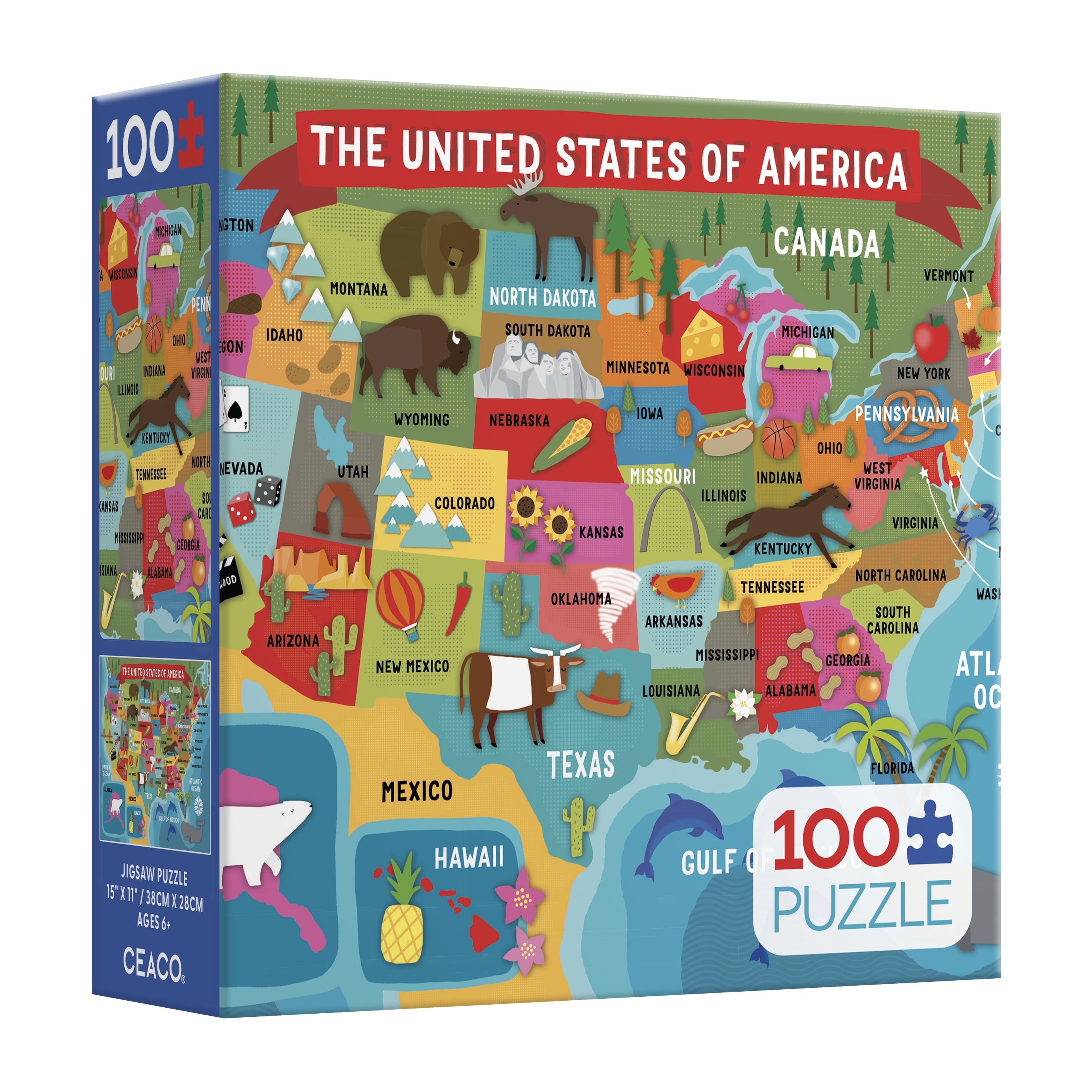 Usa Map Puzzle 100 Pieces The United States Of Arthur 60 Piece USA