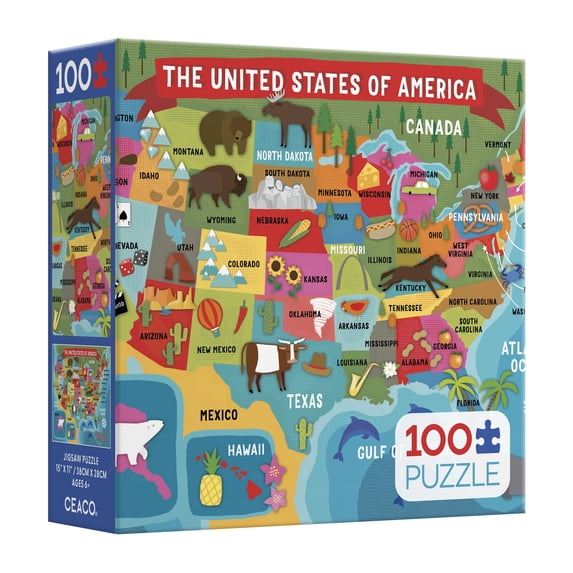 Ceaco - Kids Puzzles - Charlotte Pepper - USA Map - 100 Piece ...