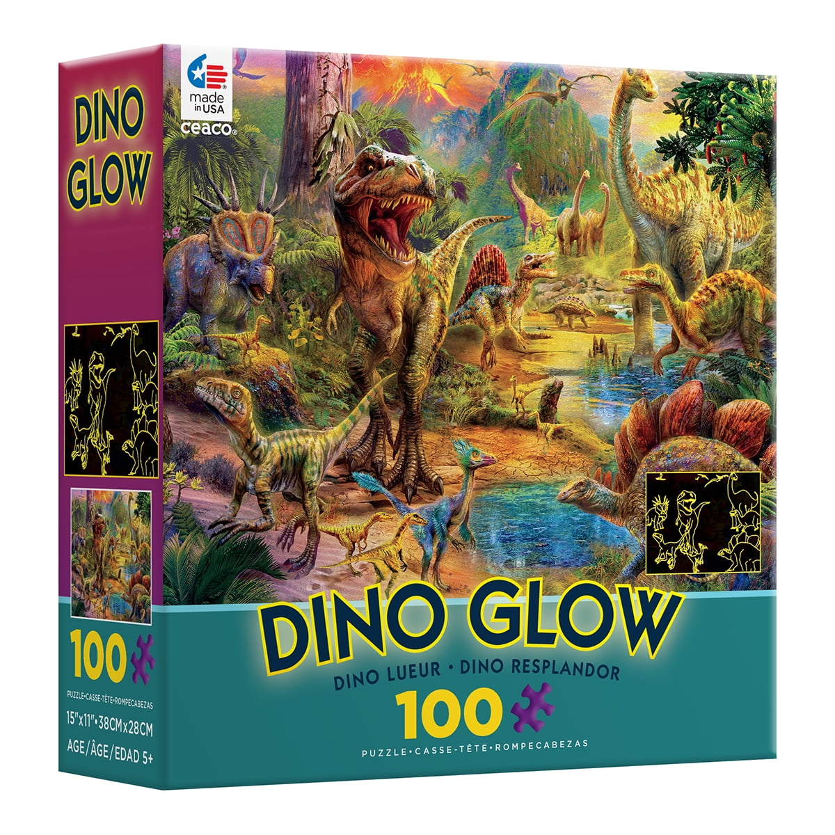 Ceaco Dino Glow Jurassic Jigsaw Puzzle 100 Piece for Kids - Walmart.com