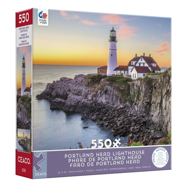 Ceaco Lighthouses Portland Head 550 Piece Colorful Interlocking Jigsaw ...