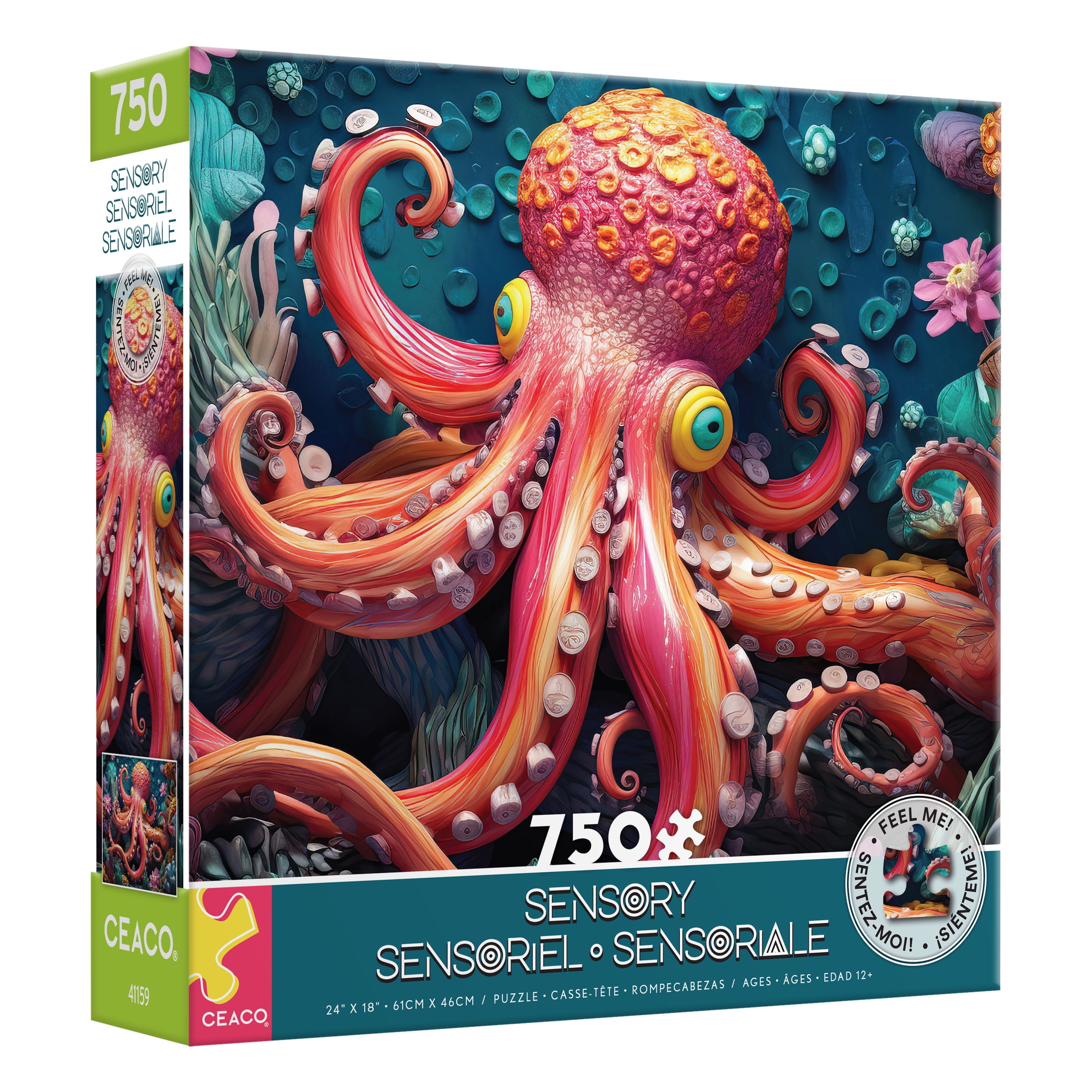 Ceaco Octopus Textured 750 Piece Interlocking Jigsaw Puzzle with Bonus ...