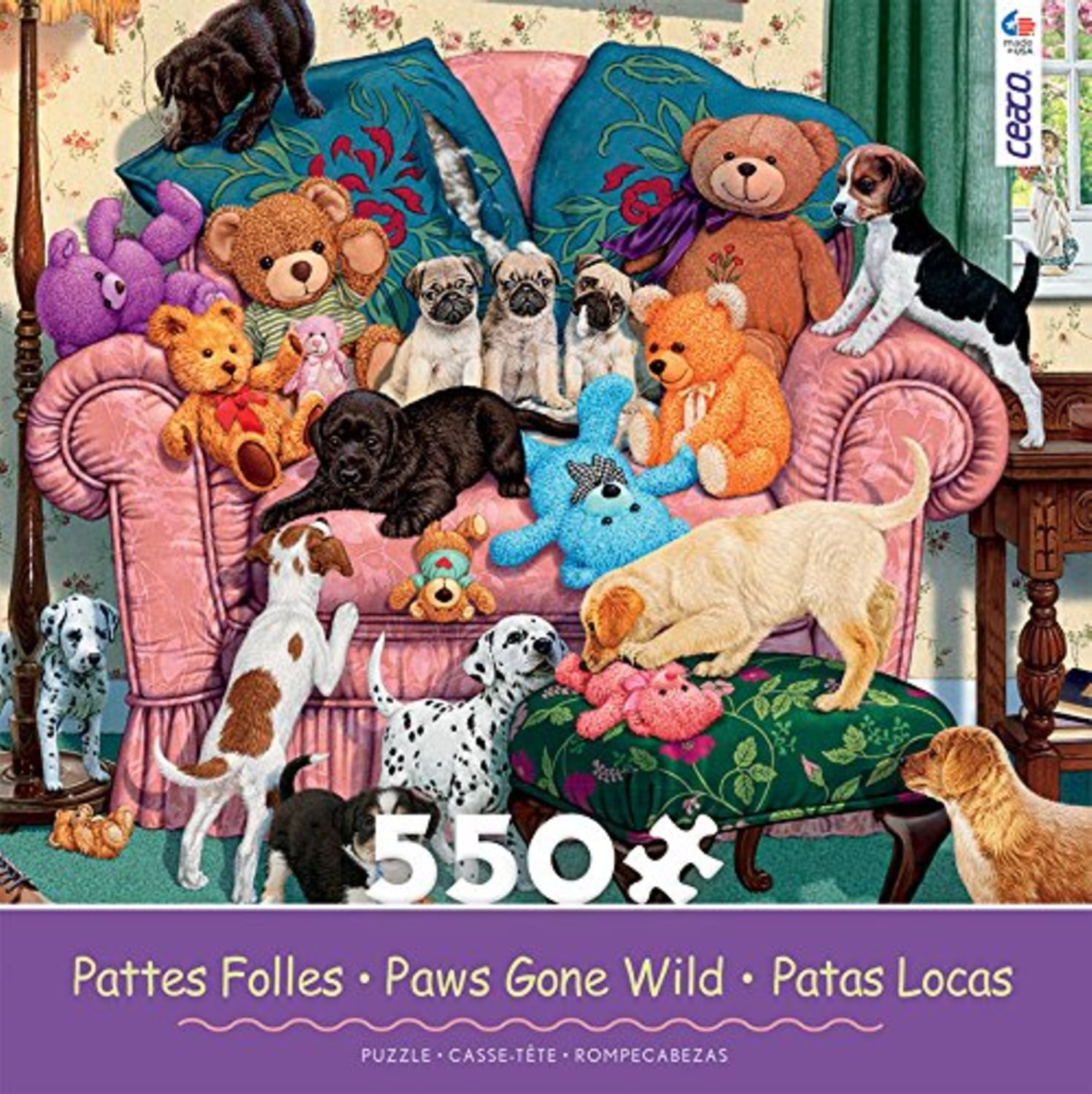 Ceaco - Paws Gone Wild - Grandma'S Armchair - 550 Piece Jigsaw Puzzle ...