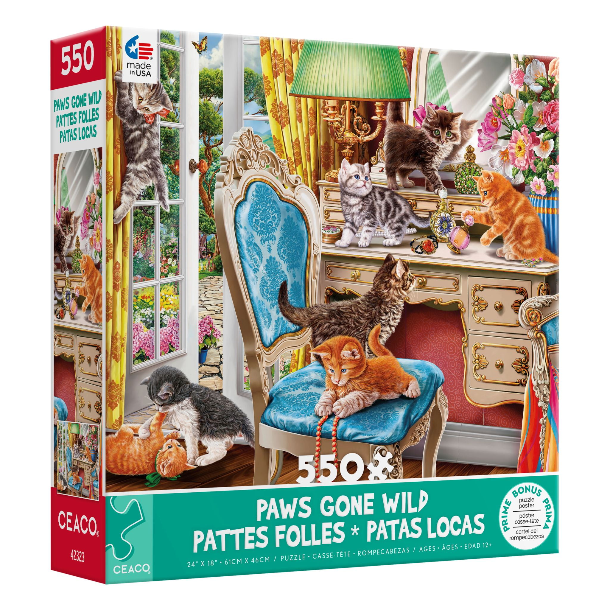 Ceaco - Paws Gone Wild - Kittens in the Bedroom - 550 Piece ...