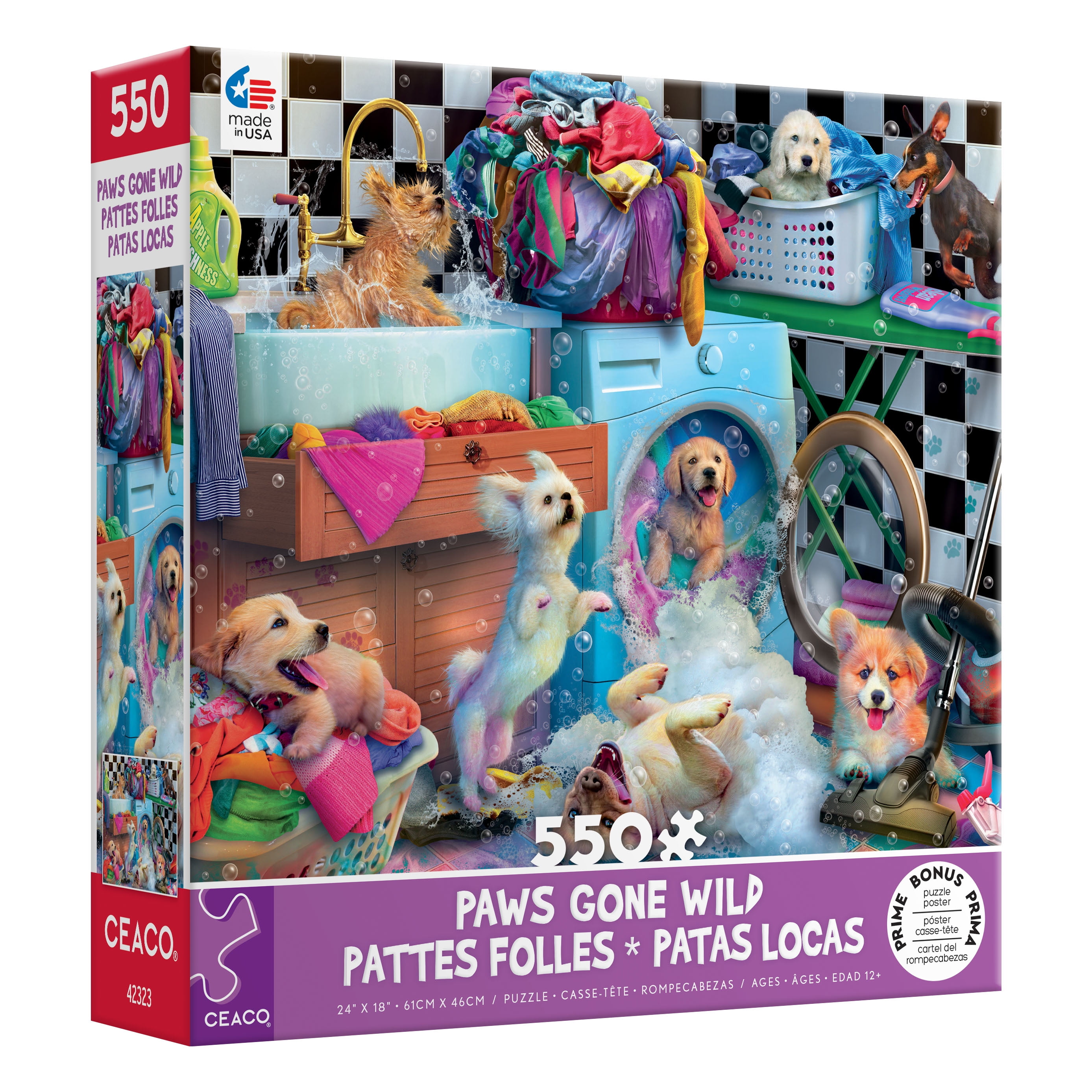 Ceaco - Paws Gone Wild - Wild Wash Days - 550 Piece Jigsaw Puzzle ...