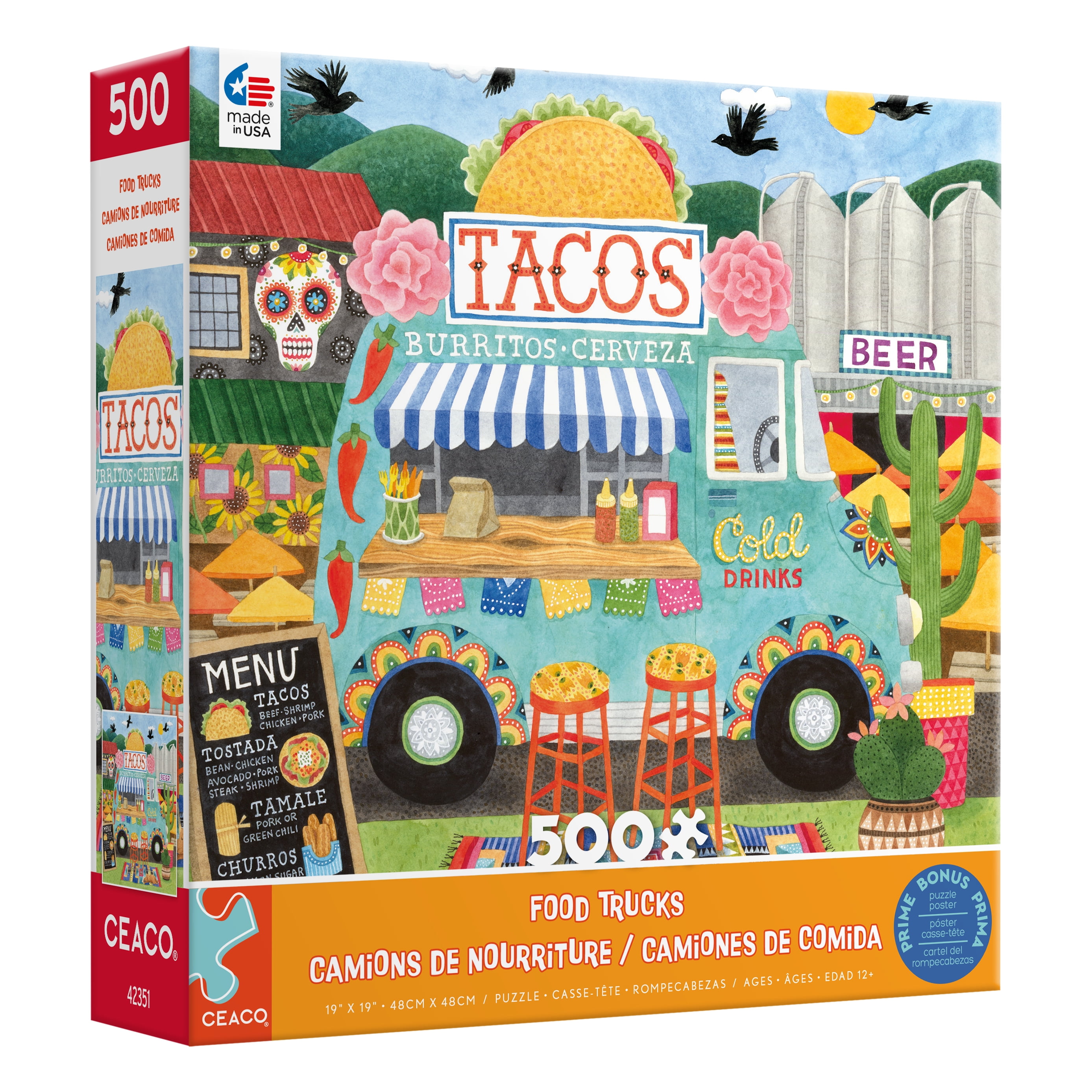 Ceaco Peggy Davis Food Trucks 500-Piece Interlocking Jigsaw Puzzle for ...