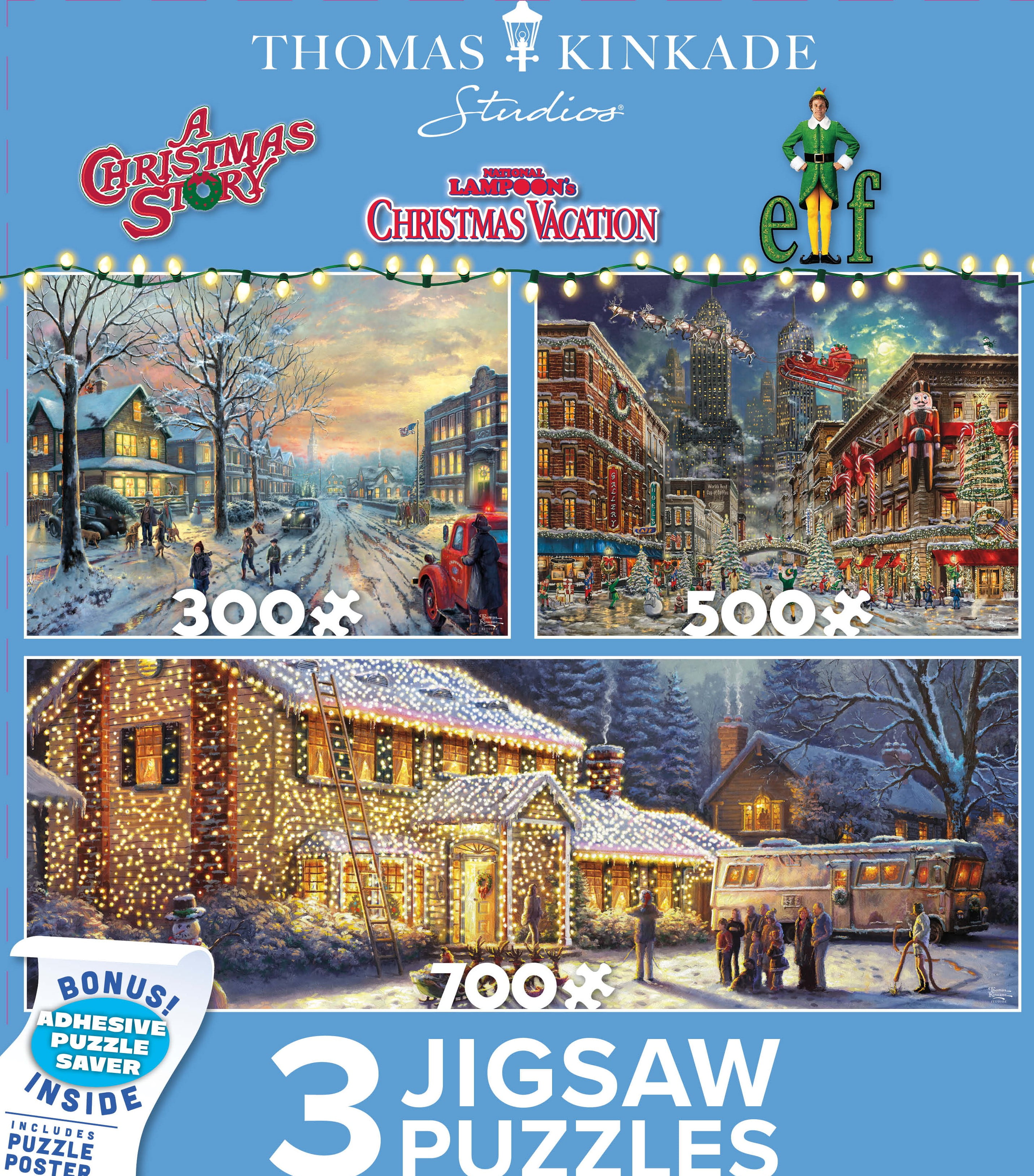 Ceaco Thomas Kinkade Holiday Movies Three Interlocking Jigsaw Puzzles ...