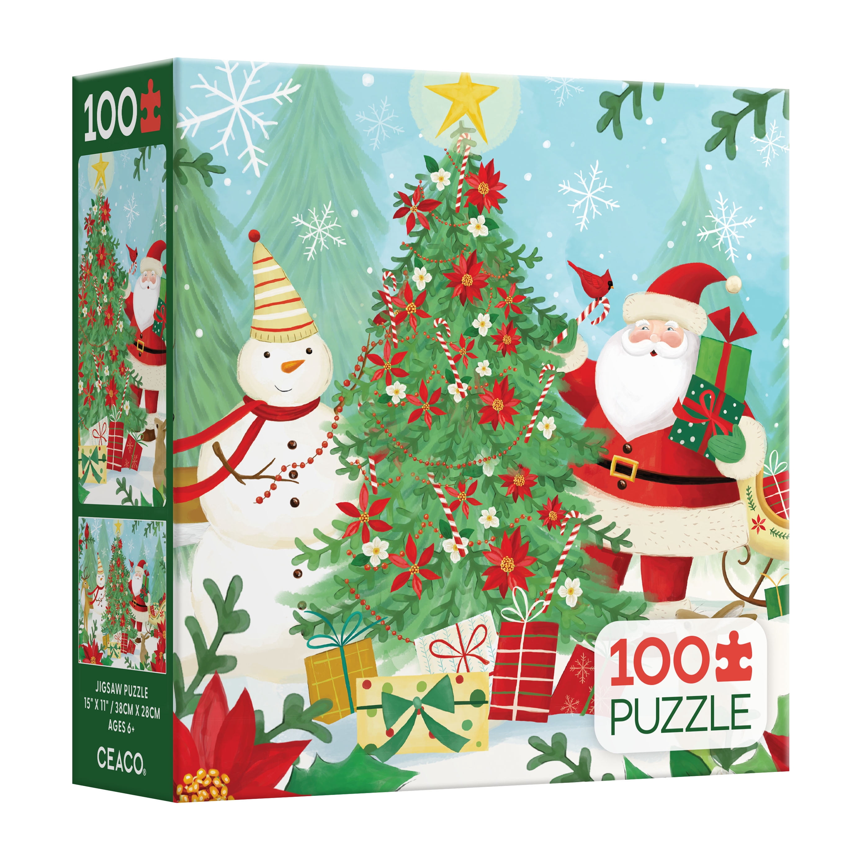 Ceaco Tracy Flickinger Santa Decorates the Tree 100-Piece Interlocking ...