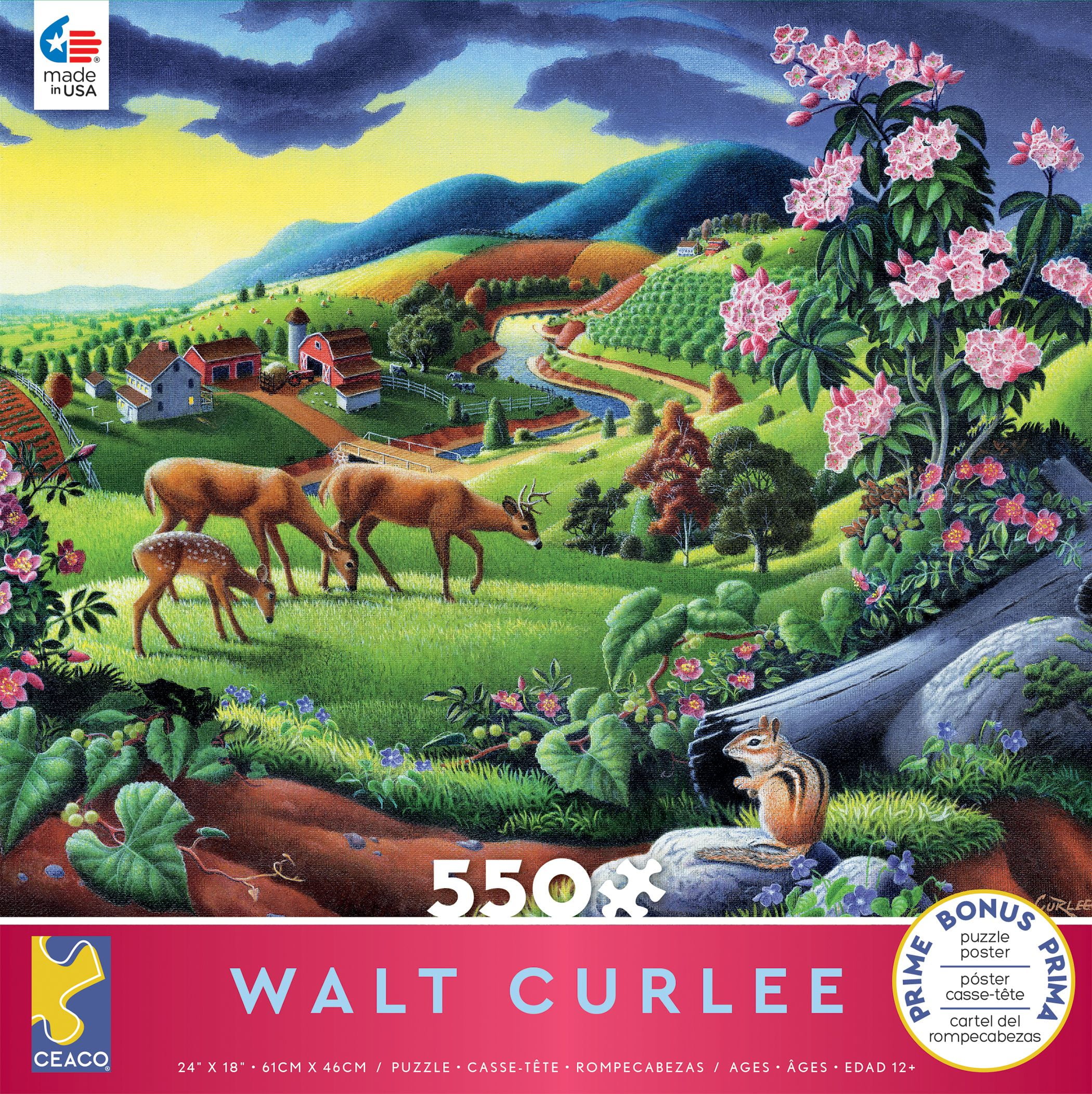 Ceaco - Walt Curlee - Deer In The Meadow - 550 Piece Jigsaw Puzzle ...